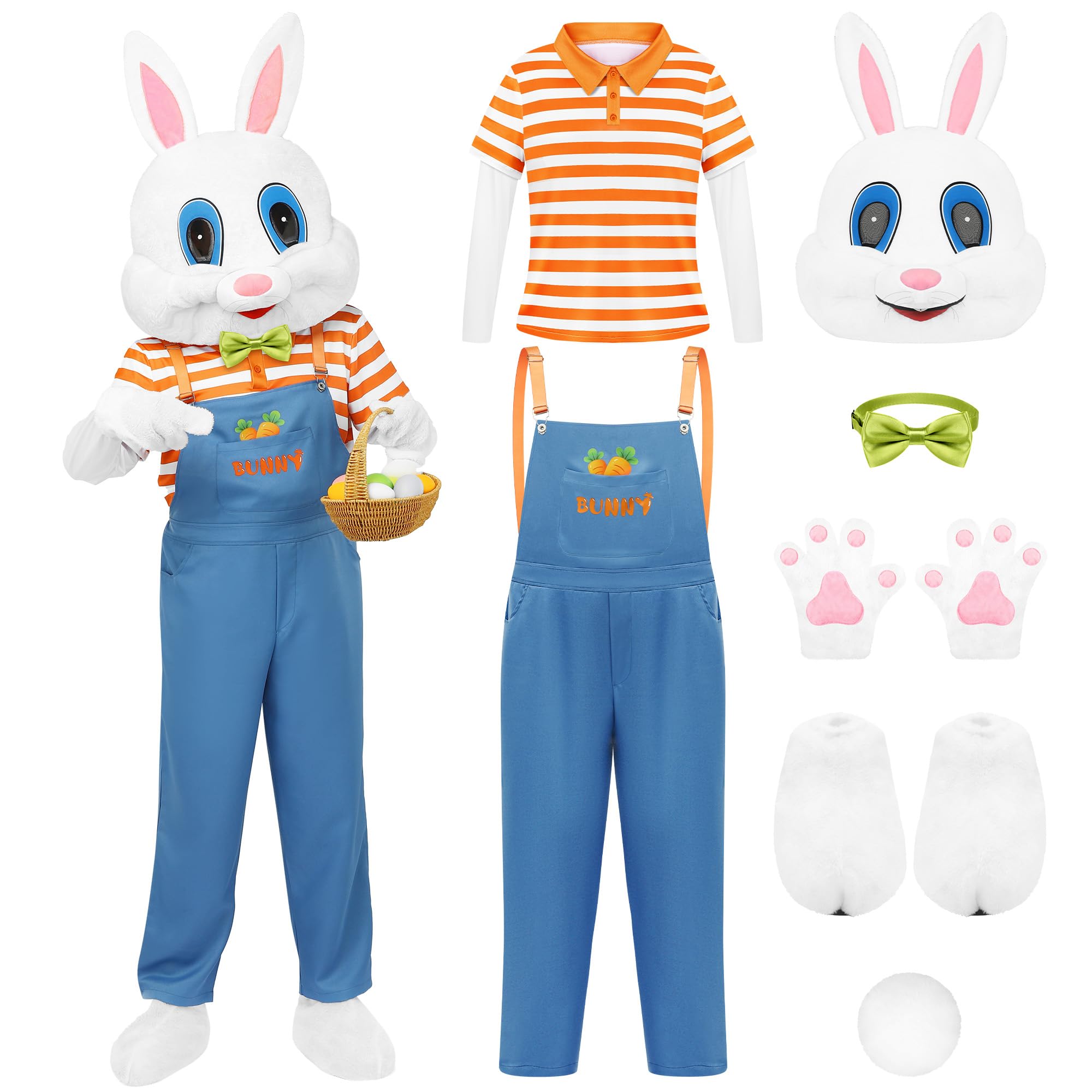 SOMSOC Easter Bunny Costume Adult Easter Rabbit Costume Halloween Party ...
