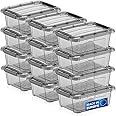 Amazon.com - Tribello 12 Pack 1.25 Quart, Small Storage Container Bin With Lids, Mini Plastic ...