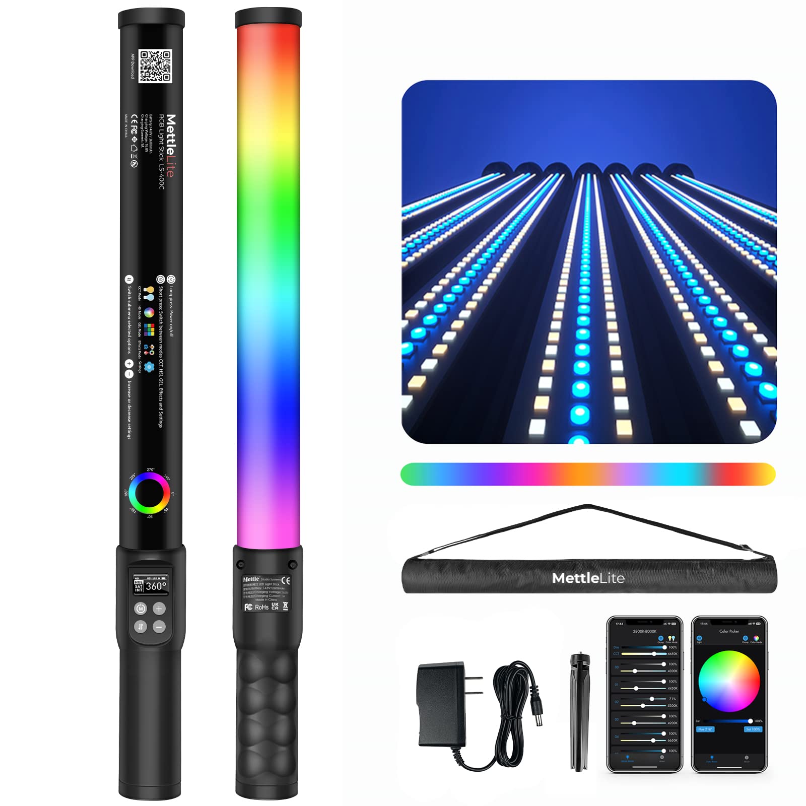 Mettlelite LS400C RGB LED Light Stick Full Color Continuous Output ...