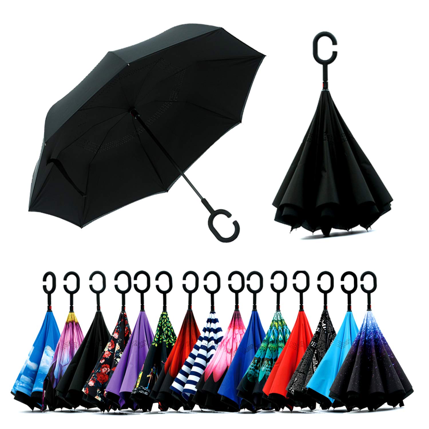 Spar. Saa Double Layer Inverted Umbrella with C-Shaped Handle, Anti-UV ...