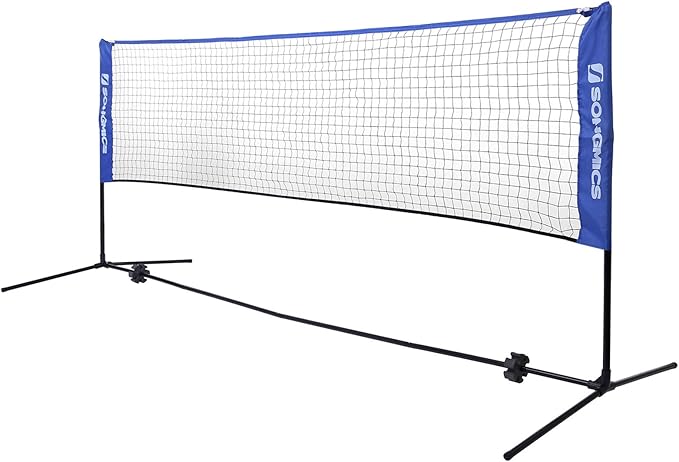 SONGMICS Badminton Tennis Net, Height Adjustable Badminton Poles with ...