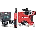 AOBEN Cordless Electric Ratchet Wrench Set 21V 1/2 inch Cordless Hammer Drill, High Torque 1200 ...
