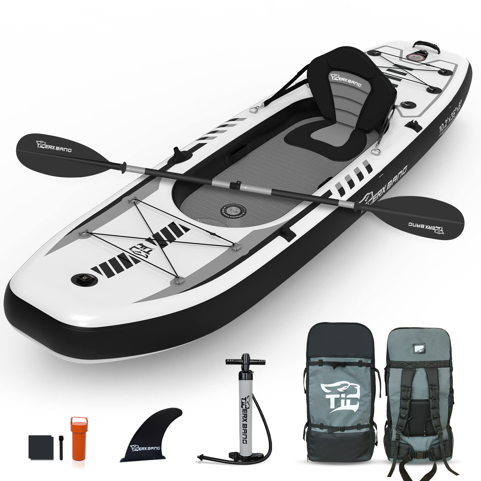 TIGERXBANG 10.2'x35''x8'' Inflatable Kayak with Detachable Seat, SUP ...