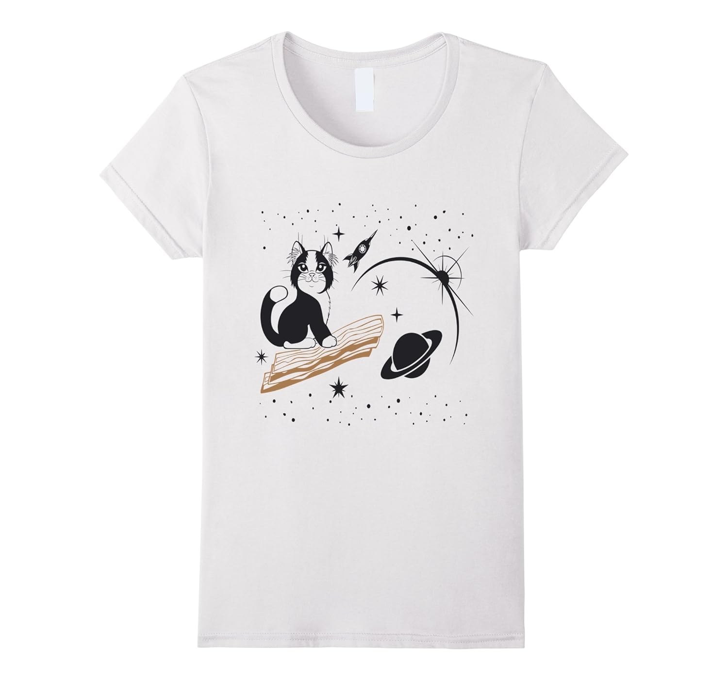 Cat in Space Riding Bacon T-Shirt Tee Shirt Kitty Kitteh-4LVS – 4loveshirt
