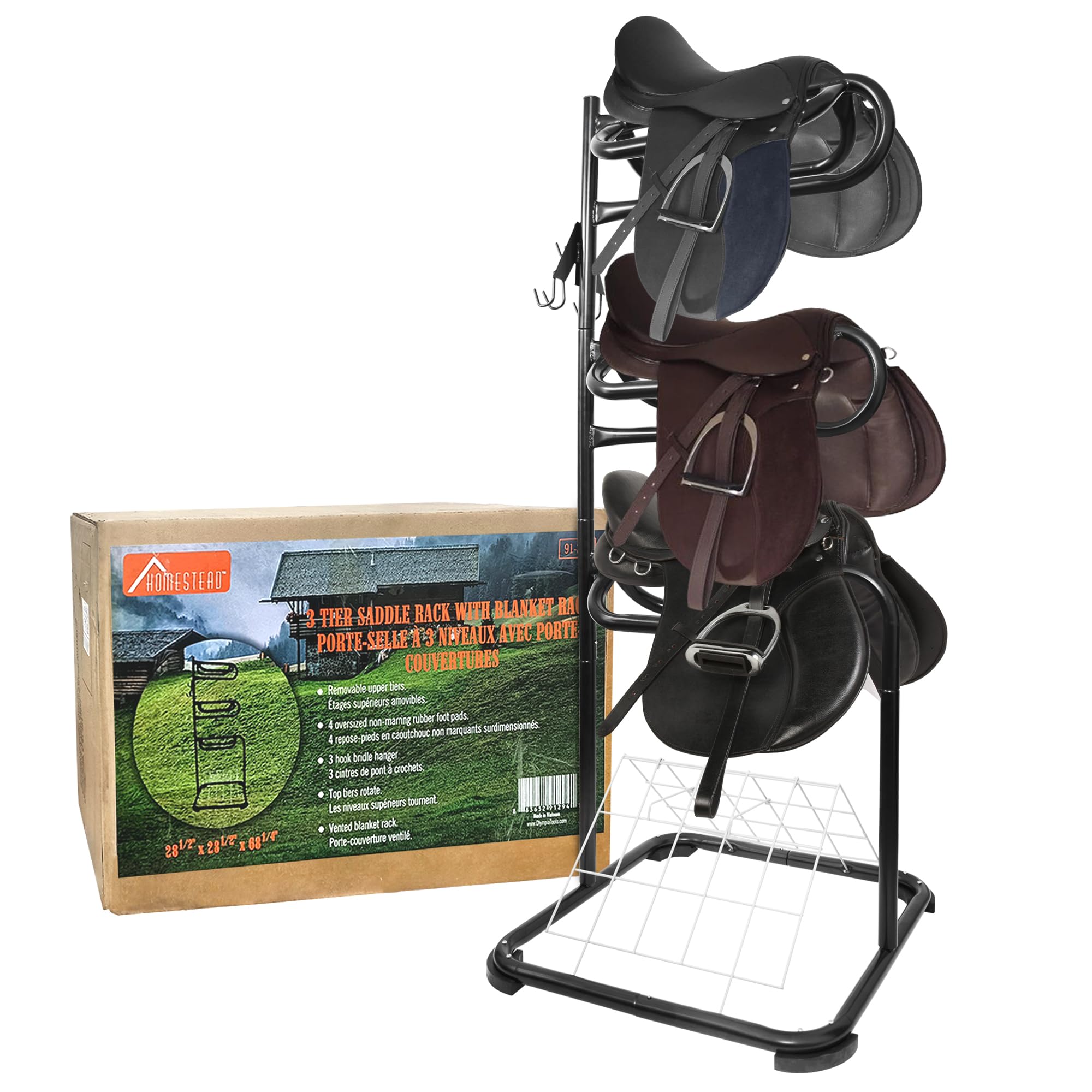 HOMESTEAD 3 Tier Saddle Rack - Heavy Duty Saddle Stand, Removable ...