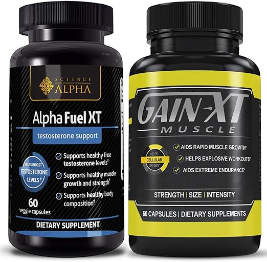 Alpha Fuel Testosterone Booster + GainXT Preworkout Supplement (NO2 ...