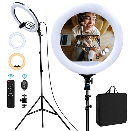 Aro de luz Ring Light - 21 inch 60 W Dimmable LED Ring Light Kit with ...