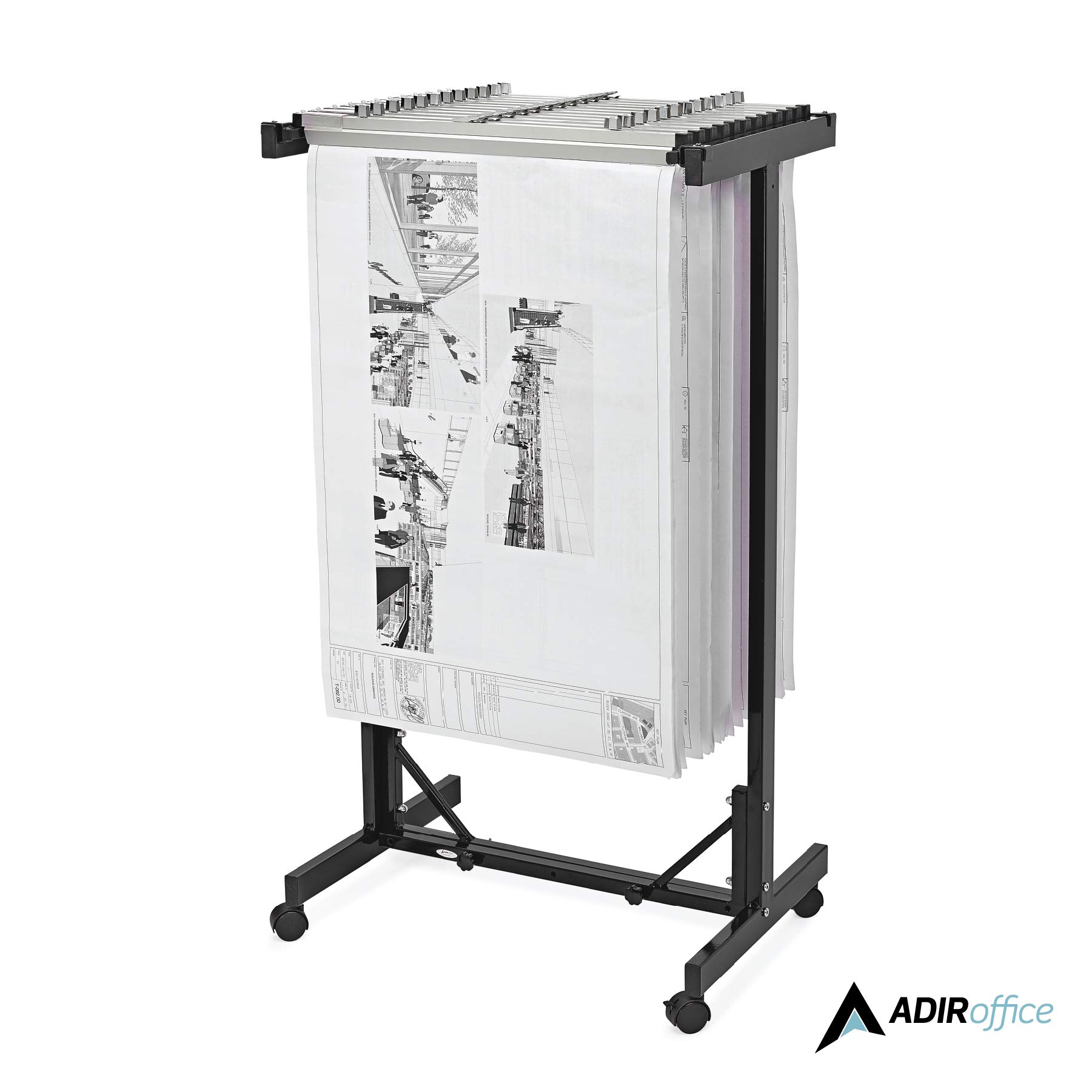 Adir Mobile Blueprint Storage Rack - Adjustable Mobile Blueprint Holder ...