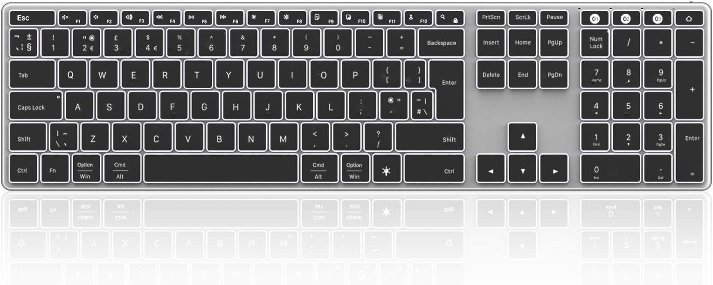 Wireless Backlit Keyboard, Jelly Comb Multi Device Bluetooth Wireless ...