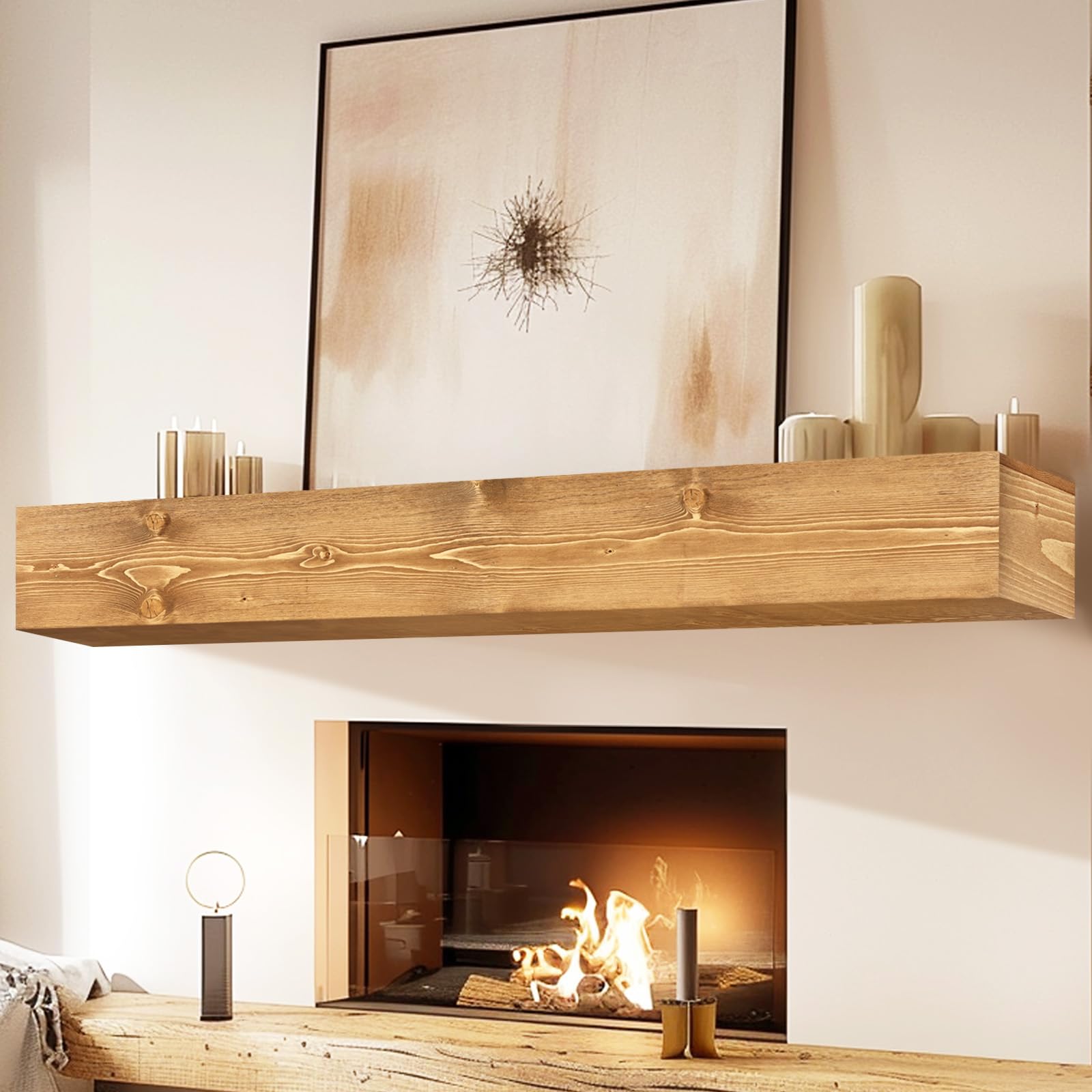 SEE PICS OF CRACKED FRAME YLYHSST Fireplace Mantel Handmade, 6'' Thick ...