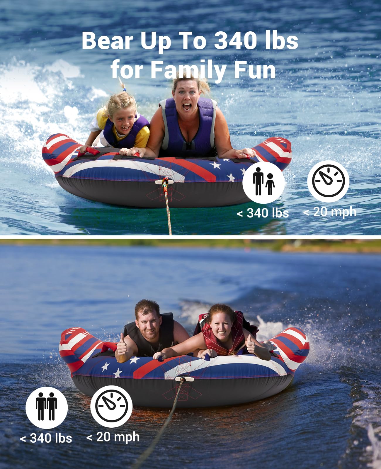 Mua ZOOMBROS Towable Tubes for Boating 2 Person, Water Tubes for Boats ...