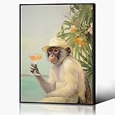 Amazon.com: Yuaruo Funky Monkey Cocktail Canvas Wall Art, Retro Bar ...