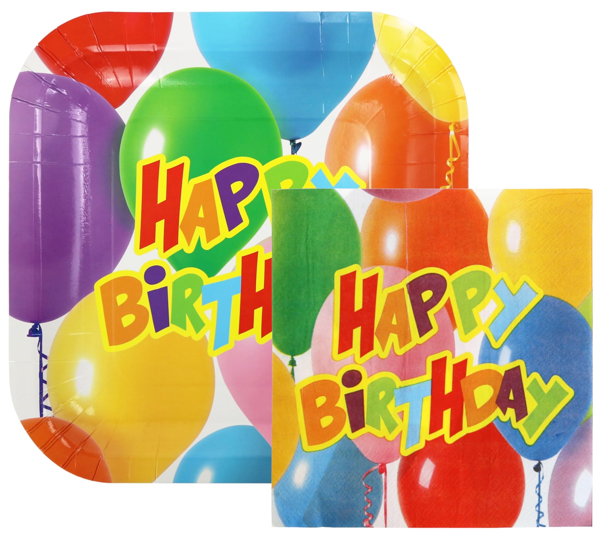 Iconikal 100 Piece Happy Birthday Party Pack, 40 Plates and 60 Napkins ...