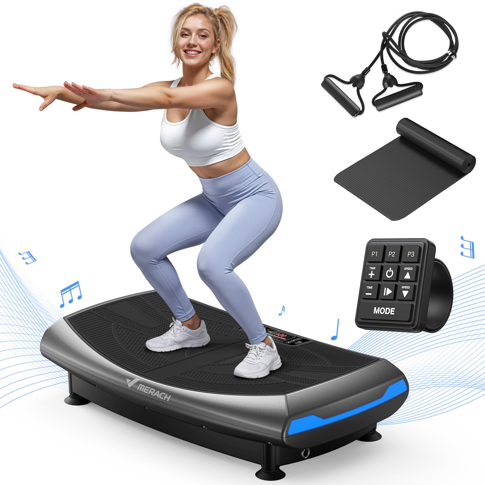 MERACH 4D Vibration Plate Exercise Machine, 7-in-1 Vibration Plate with Glide, Swing & Massage ...