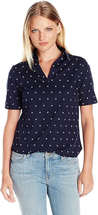 Dockers Women's Short Sleeve Collar Popover Shirt, Dot Pembroke, S at ...