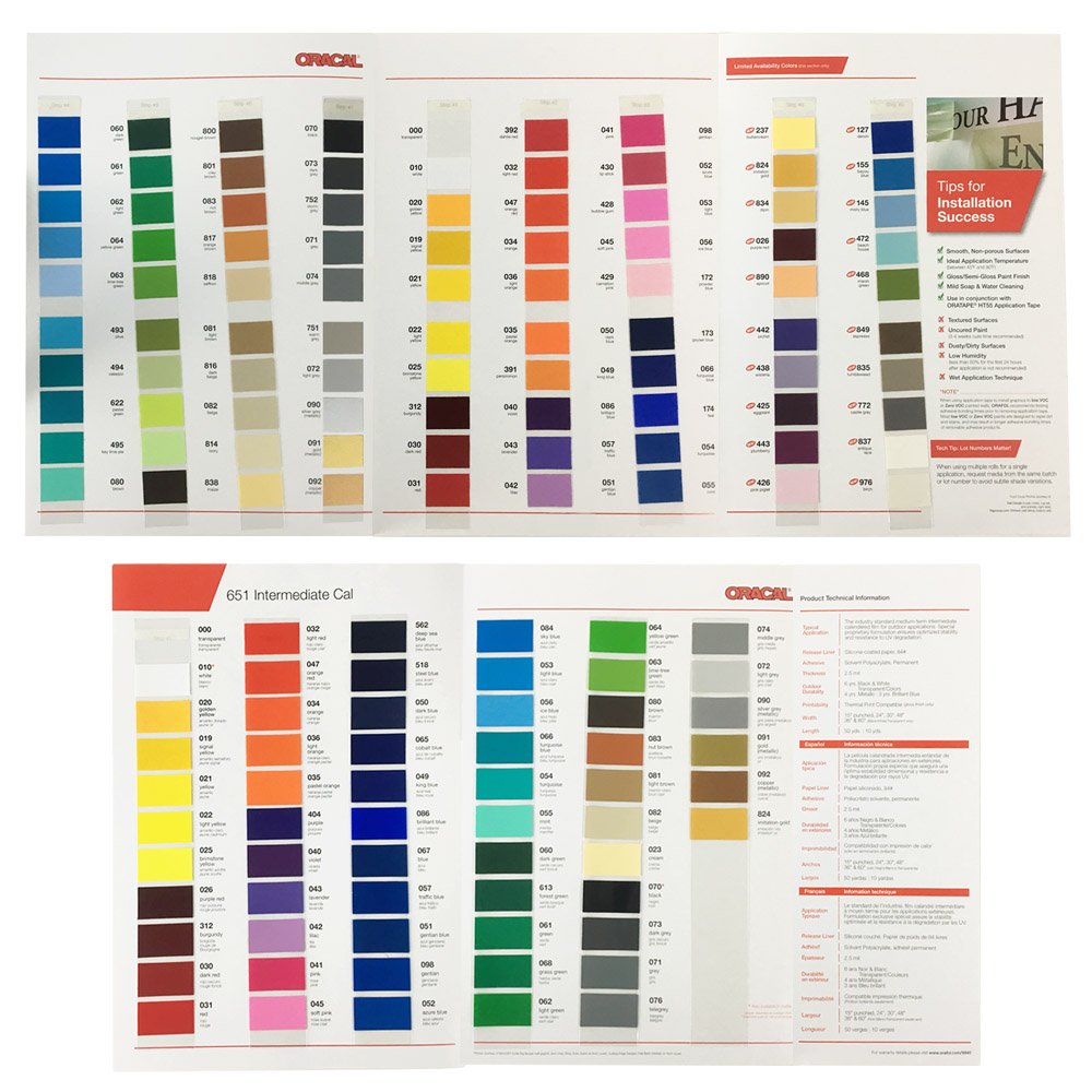 Mua ORACAL 651 and 631 Color Charts Guide Matte Indoor Vinyl Sample ...