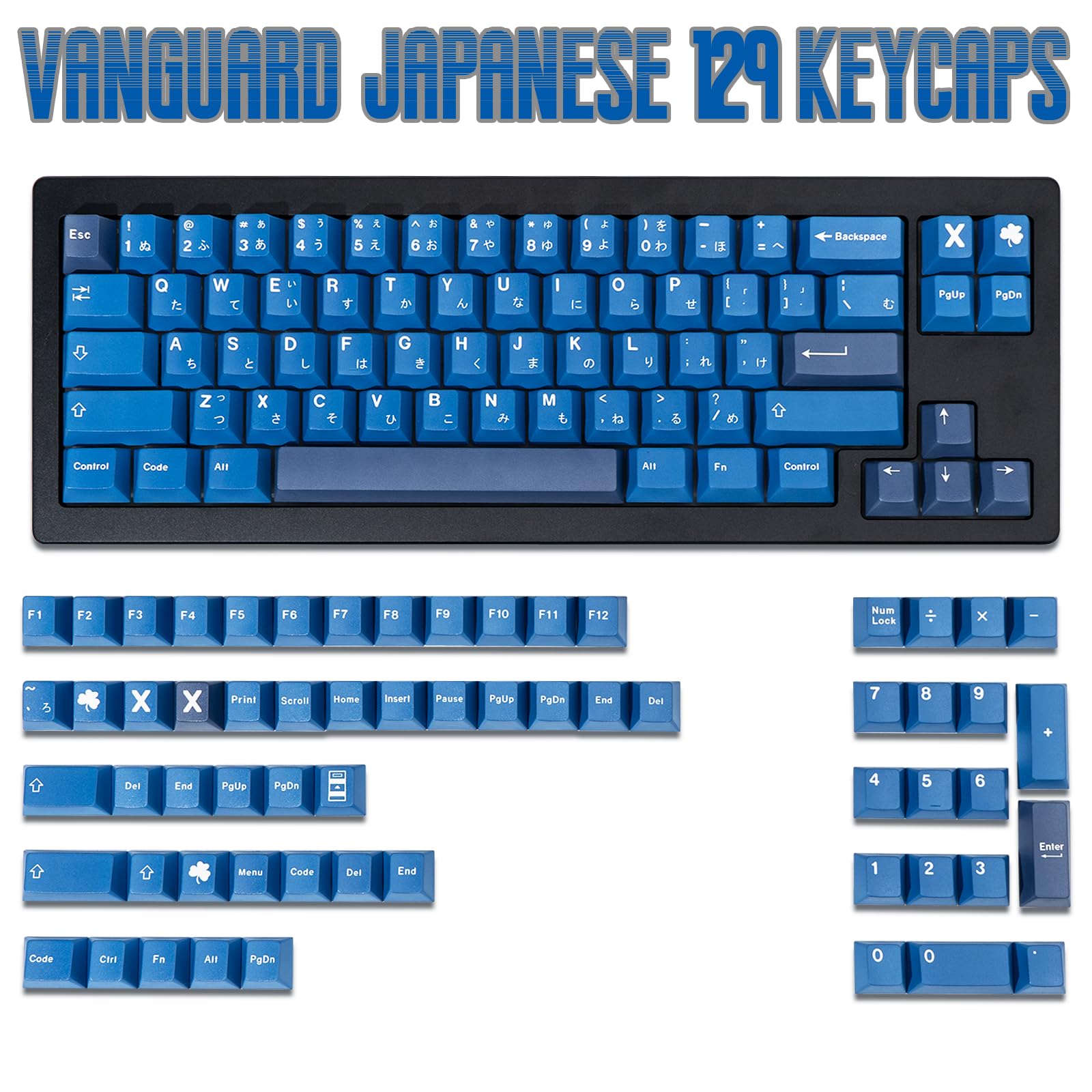 Mua Blue Japanese Keycaps 129 Keys, Minimalist Style Custom Keycap Dye ...