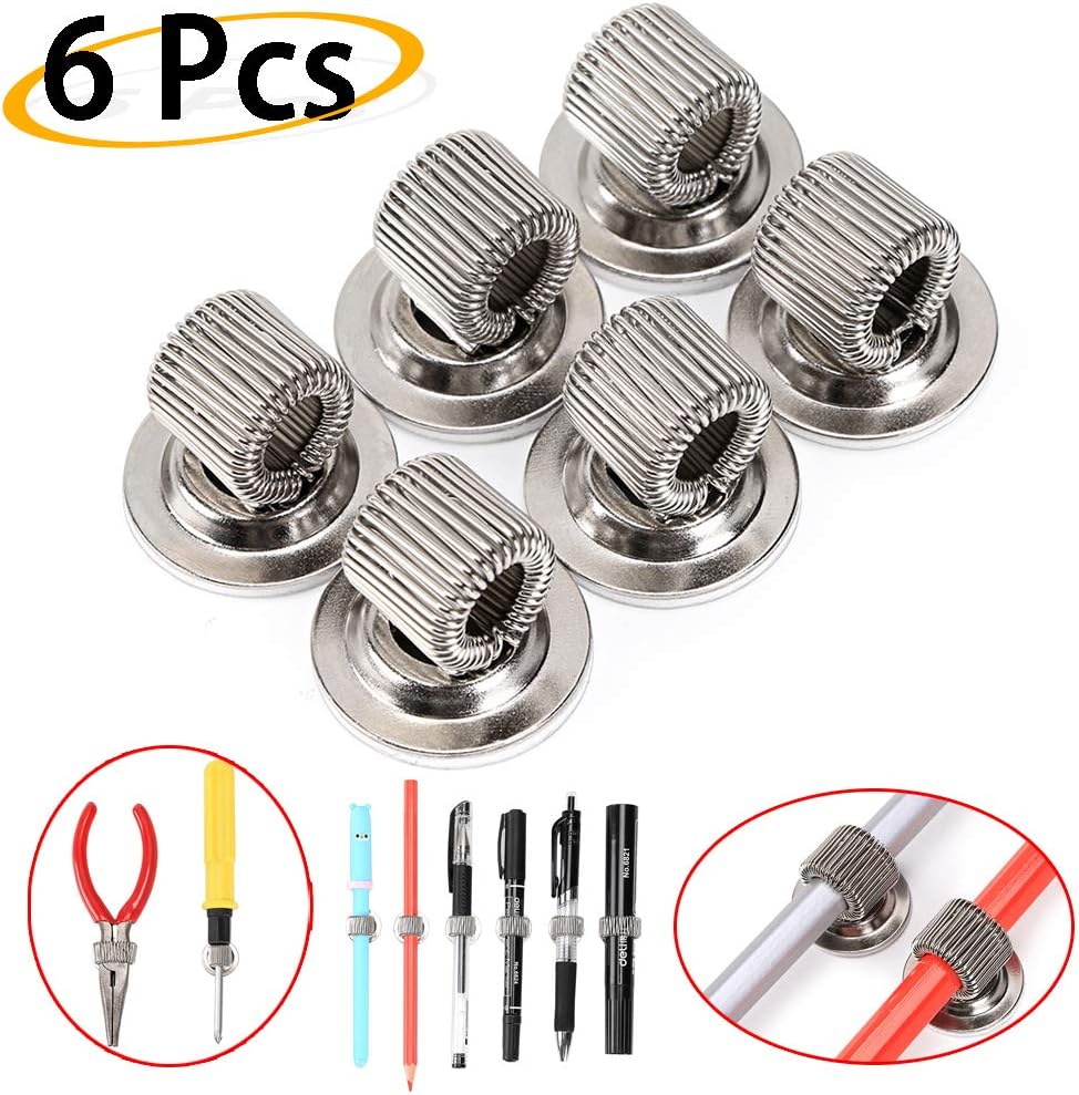 BTSKY 6Pcs Self Adhesive Stainless Steel Pen Holder Clips - Pen Pencil ...