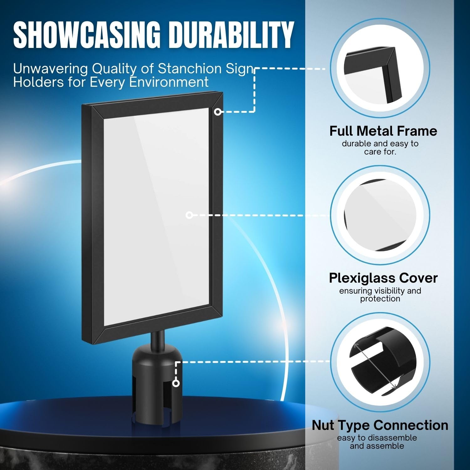 Mua Flexzion 2x Stanchion Sign Holder Retractable Stanchions Topper 2. ...