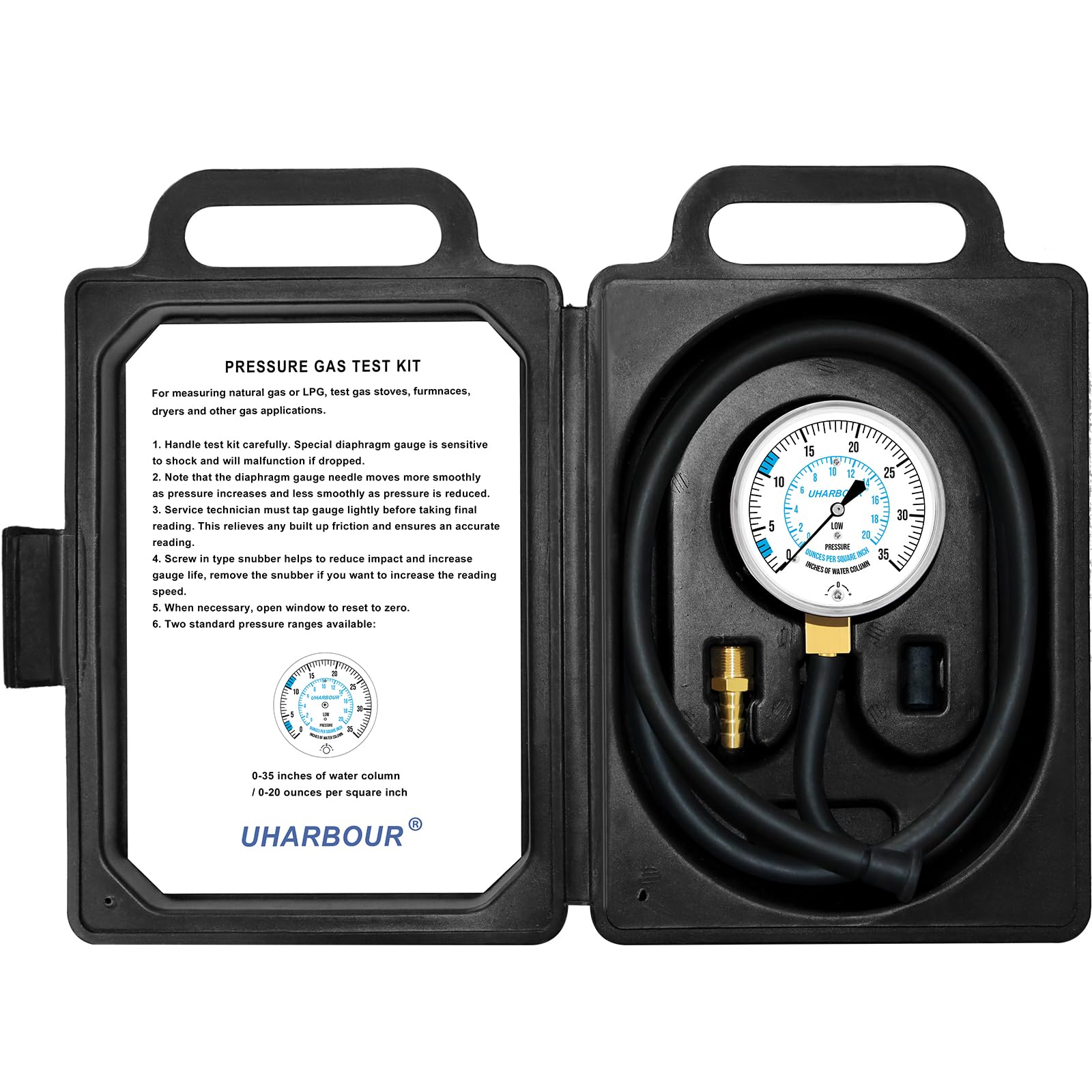 UHARBOUR Manometer Gas Pressure Tester, Manometer LP Gas Pressure ...