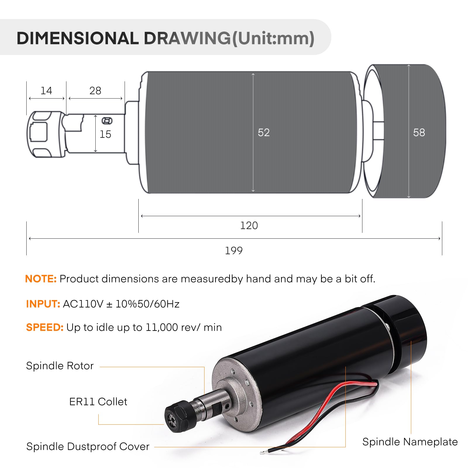 Mua MYSWEETY CNC 500W Spindle Motor kit, 11000RPM Milling Motor,52mm ...