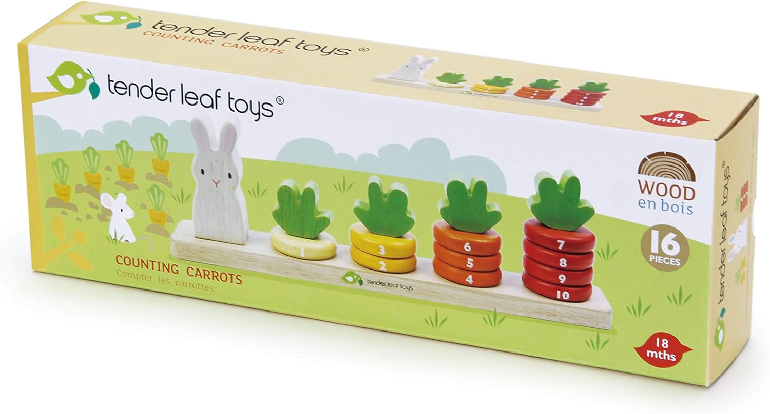 Tender Leaf Toys Counting Carrots – Wooden Numbers and Colours Stacking ...