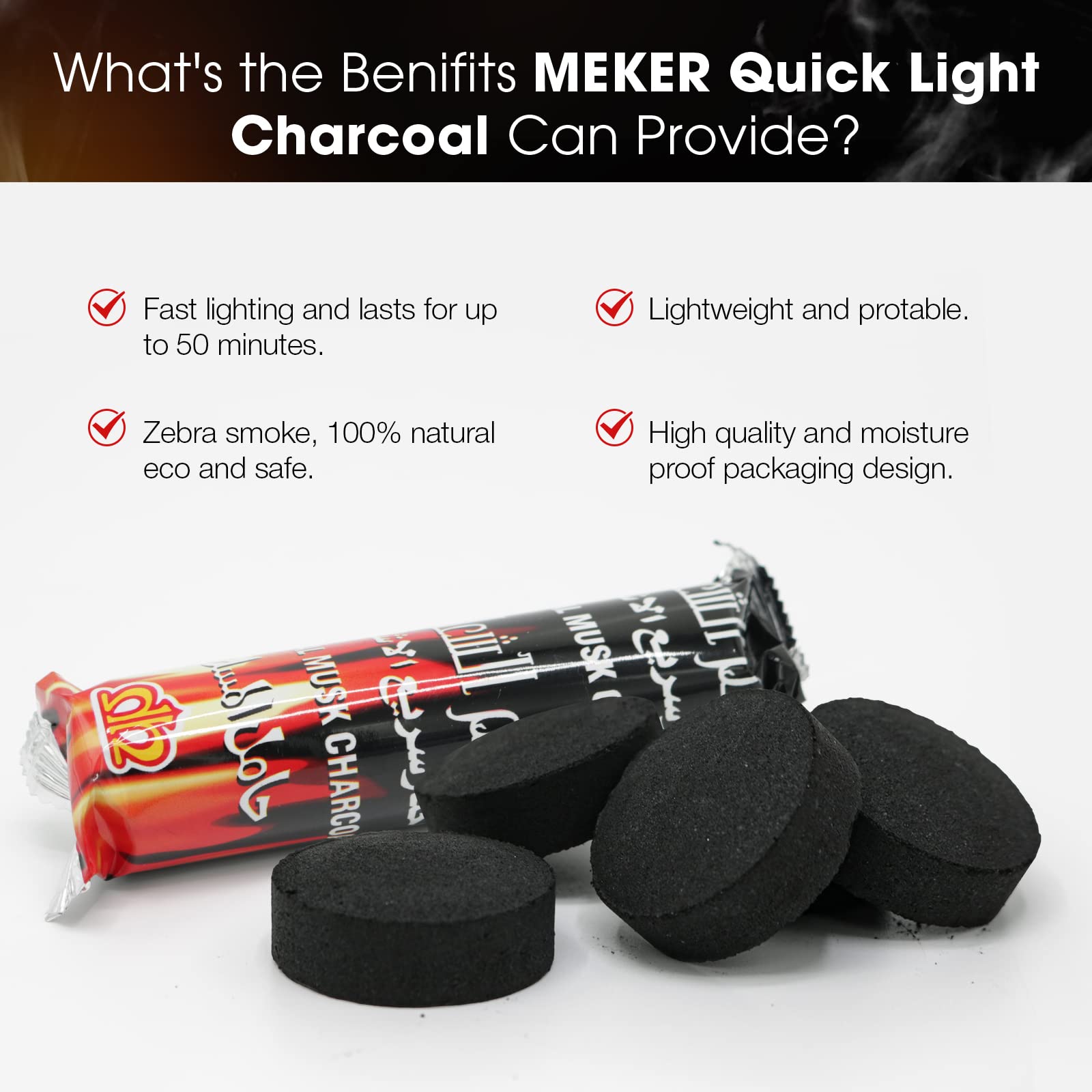 Mua MEKER Quick Light Charcoal Briquettes, Charcoal Disk Lights, 33 mm ...