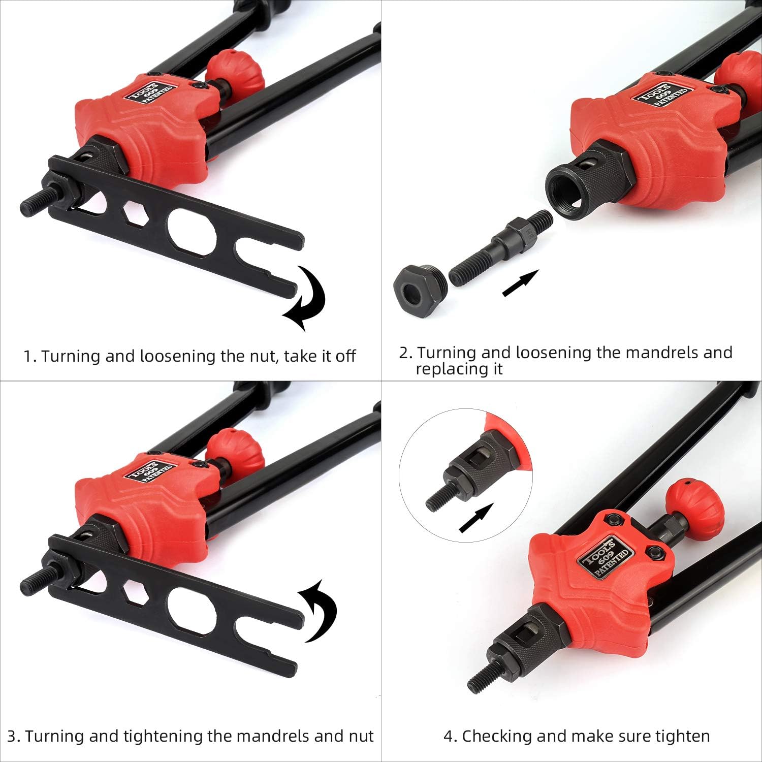 Heavy Duty Rivnut Riveting Tools Setting System w/ 6 Metric Paick 14 ...