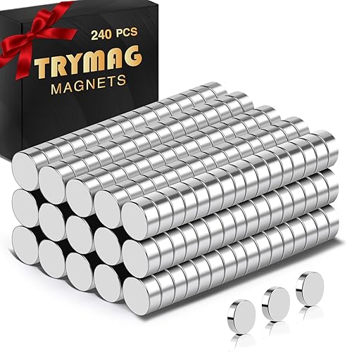 TRYMAG 4x2mm Small 240Pcs Mini Neodymium Magnets, Tiny Round Fridge ...