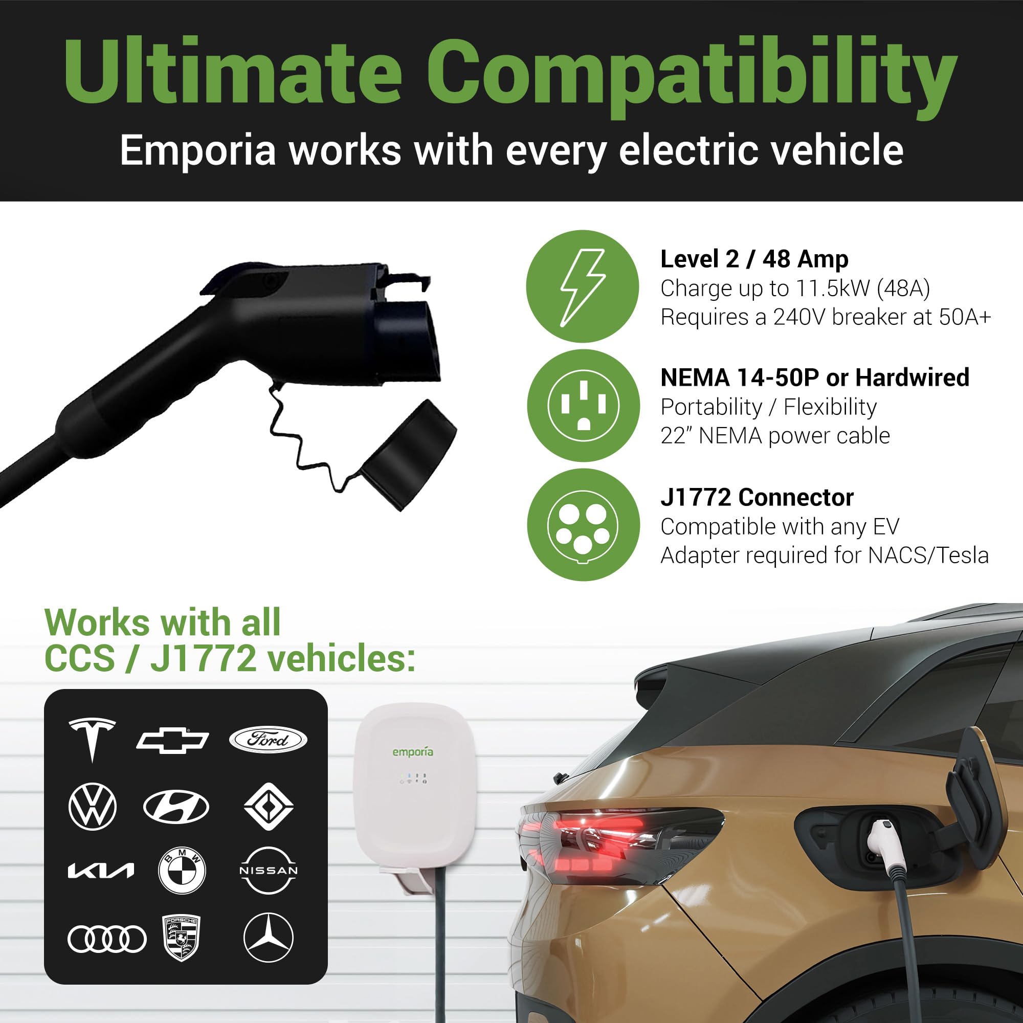 Mua EMPORIA Level 2 EV Charger - NEMA 14-50 EVSE w/ J1772 Charger - 48 ...