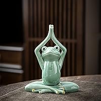 Amazon.com: OwMell 3.5" Ceramic Meditating Frog Statue, Yoga Pose Zen ...