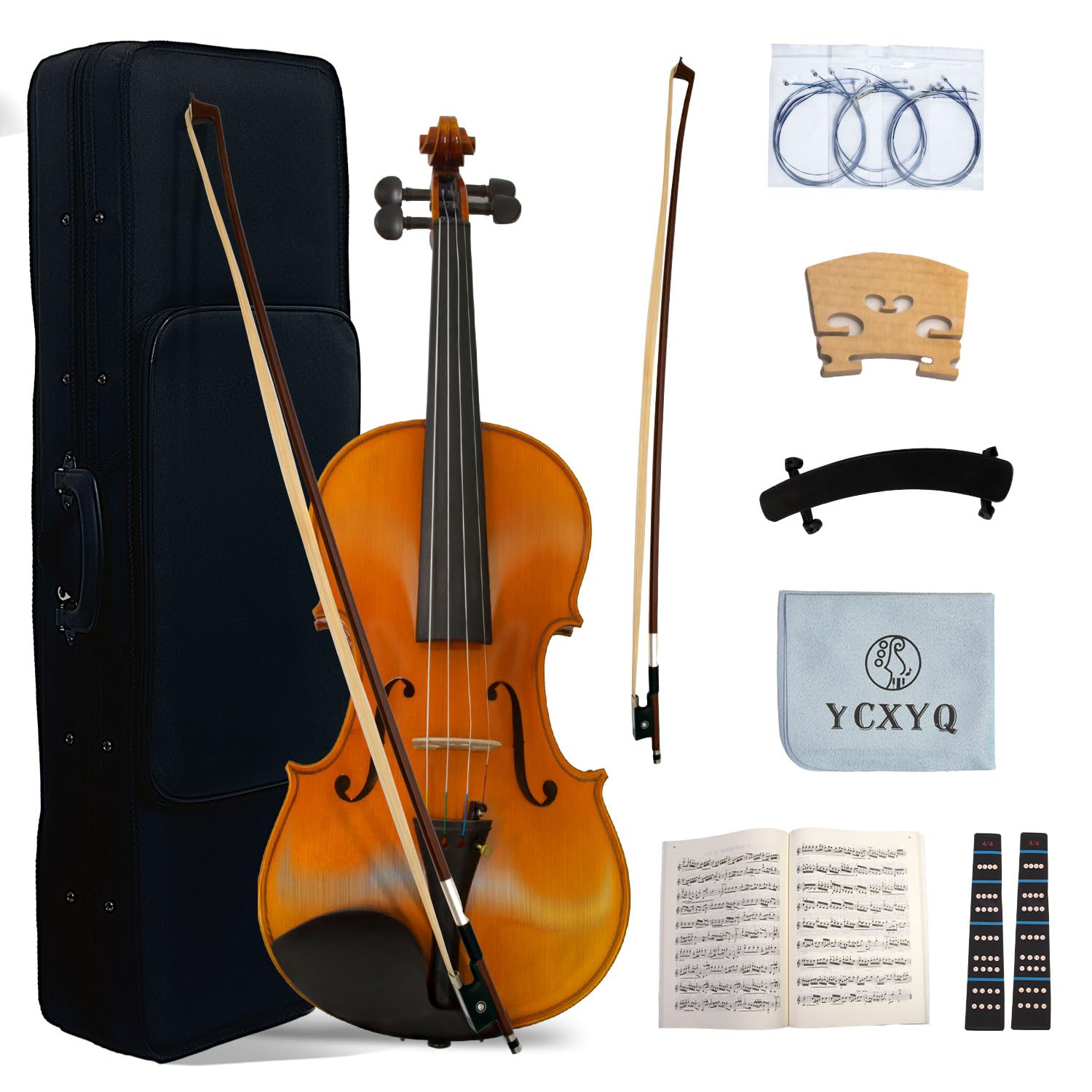 YCXYQ Violin 4/4 Full Size Adult Professional Violin Maple and Ebony ...