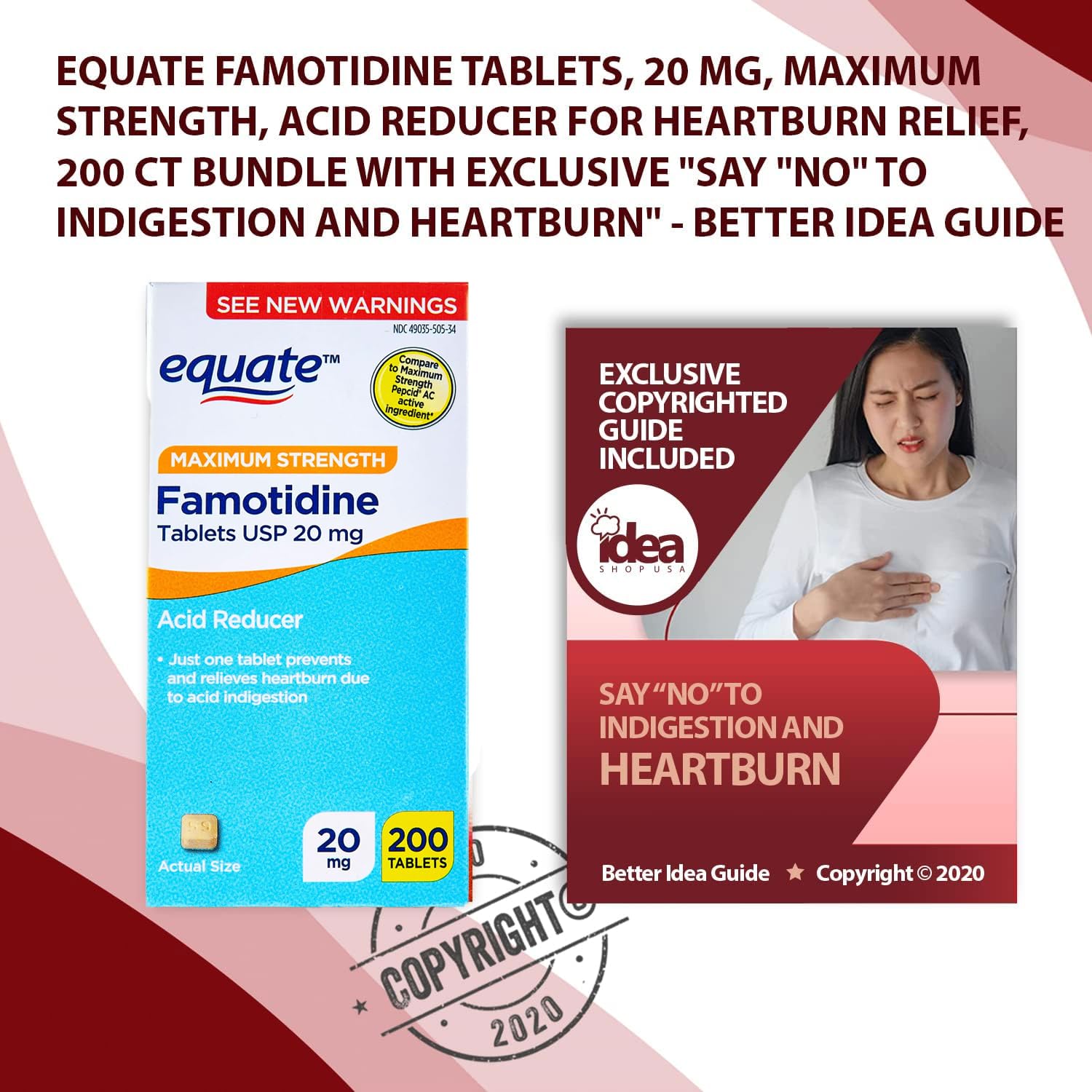 Mua Equate Famotidine Tablets, 20 mg, Maximum Strength, Acid Reducer ...
