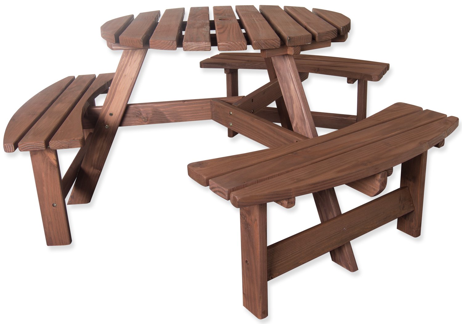 Woodside 8 Seater Round Outdoor Pressure Treated Wooden Pub Bench ...