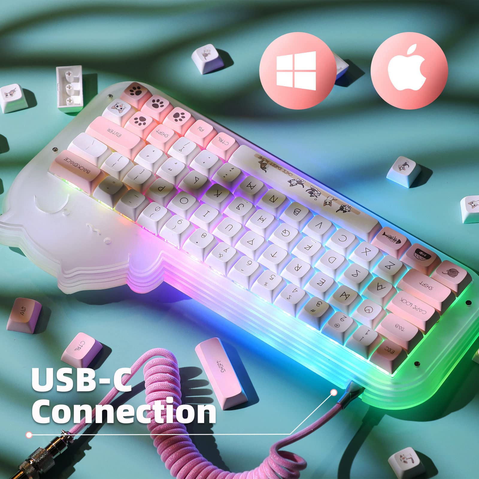 Mua EPOMAKER Mini Cat 64 DIY Gaming Keyboard Kit 60% Hot Swap RGB Wired ...