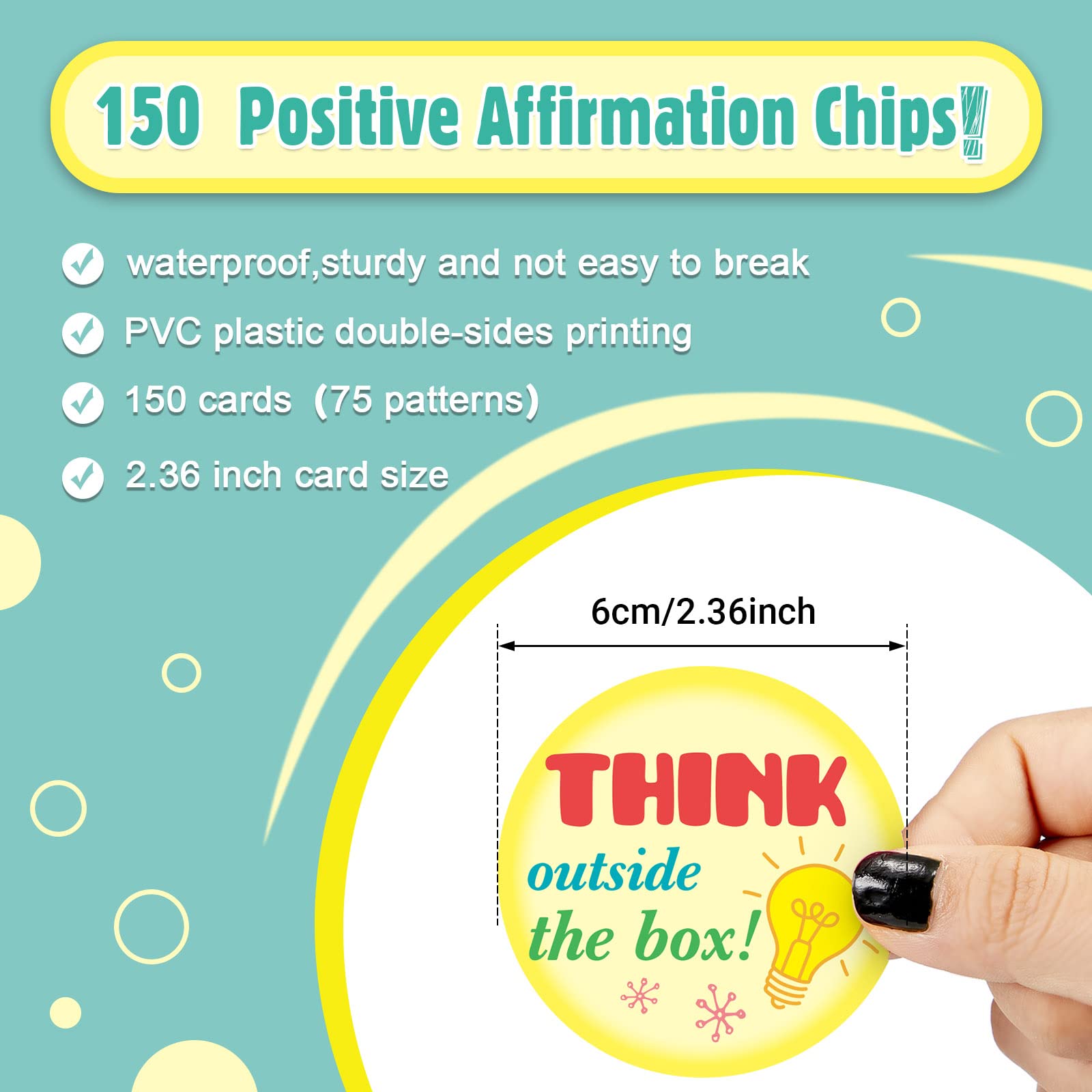 Mua 150 Pcs Positive Affirmations Chips 2.36 Inch with 75 Motivational ...