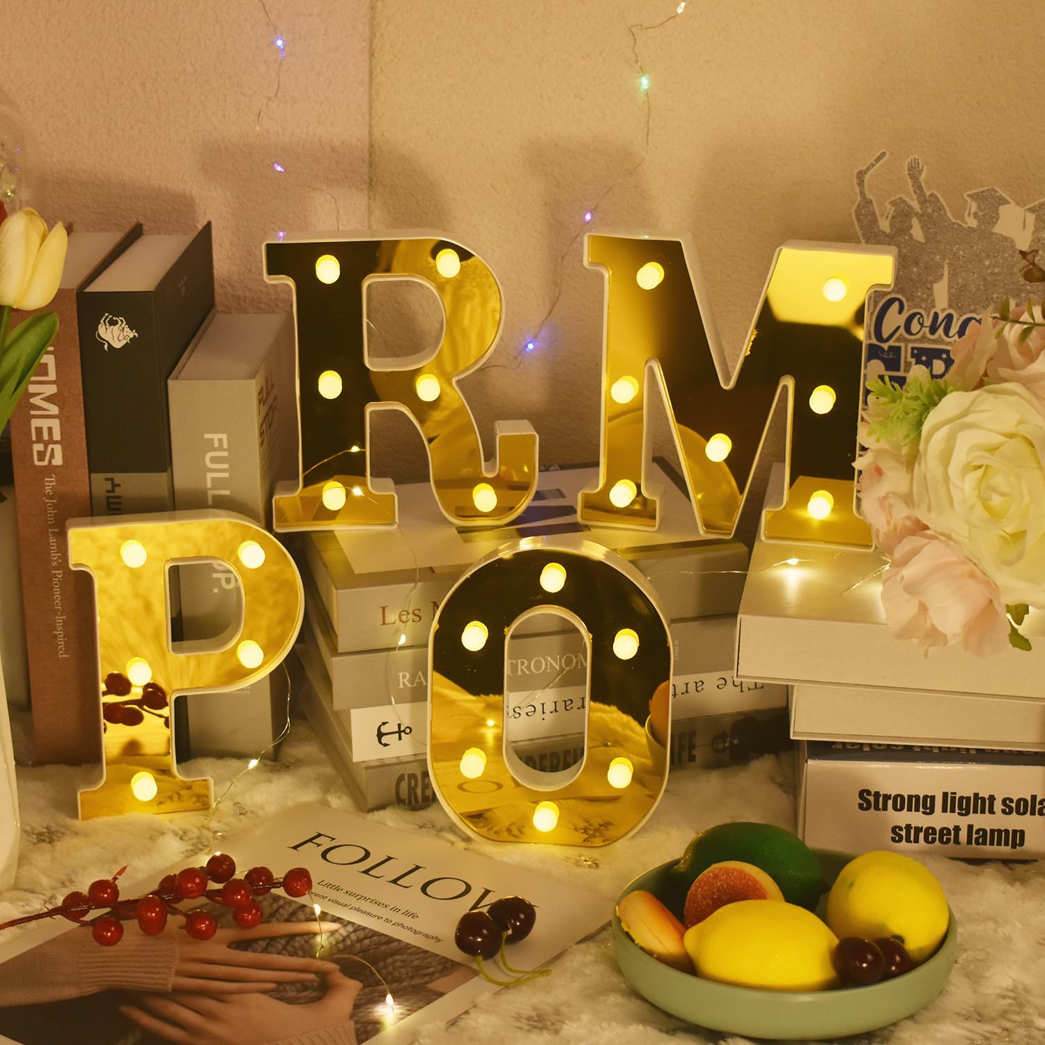 MGahyi 4 Pcs LED Letter Lights Prom 2024 Light Letter Numbers 3D Large ...