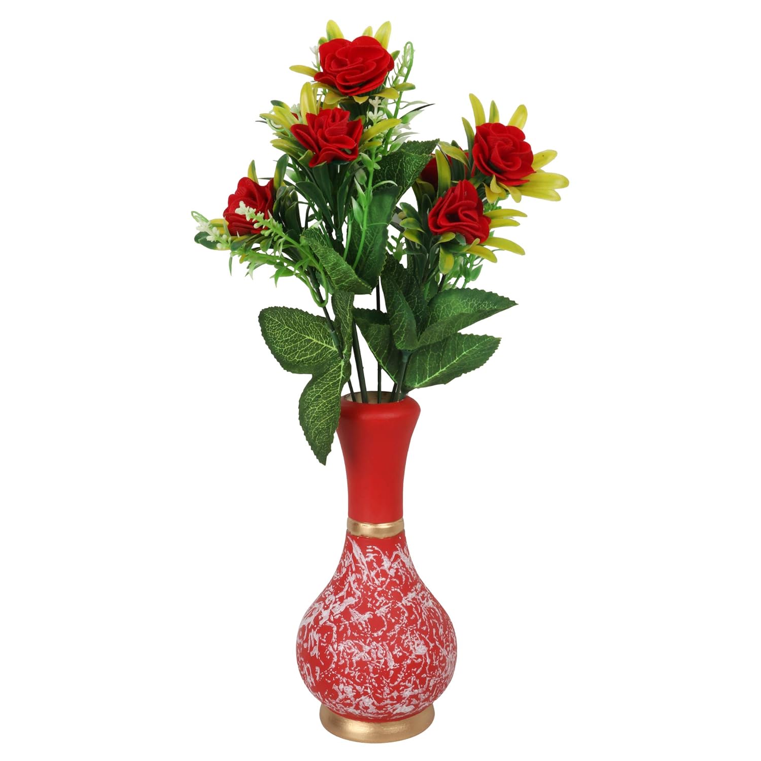 Buy BS AMOR Beautiful Artificial Red vase with Flower Bunch with Red ...