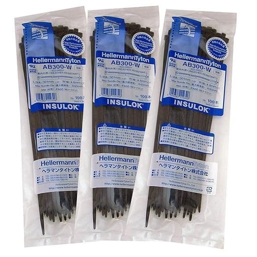Amazon | 【まとめ買い】ヘラマンタイトン 結束バンド インシュロック AB300-W 100本入 耐候・屋内外用グレード 黒 3個セット | 産業・研究開発用品 | 産業・研究開発用品 通販