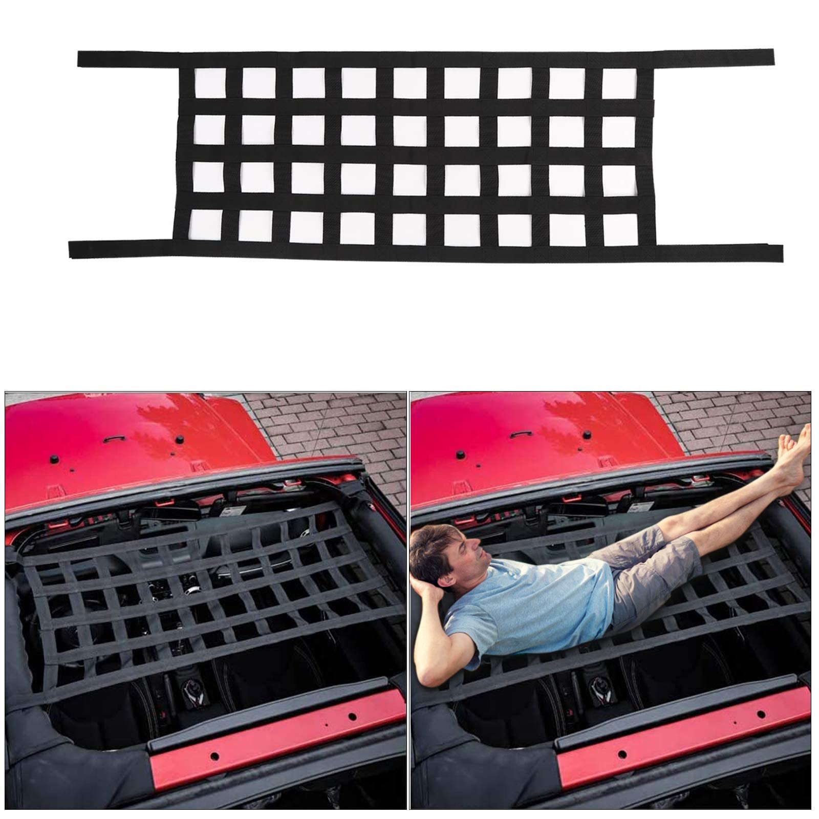 Mesh Cargo Net Hammock Roof Top Netting Hammock for Jeep Wrangler YJ TJ ...