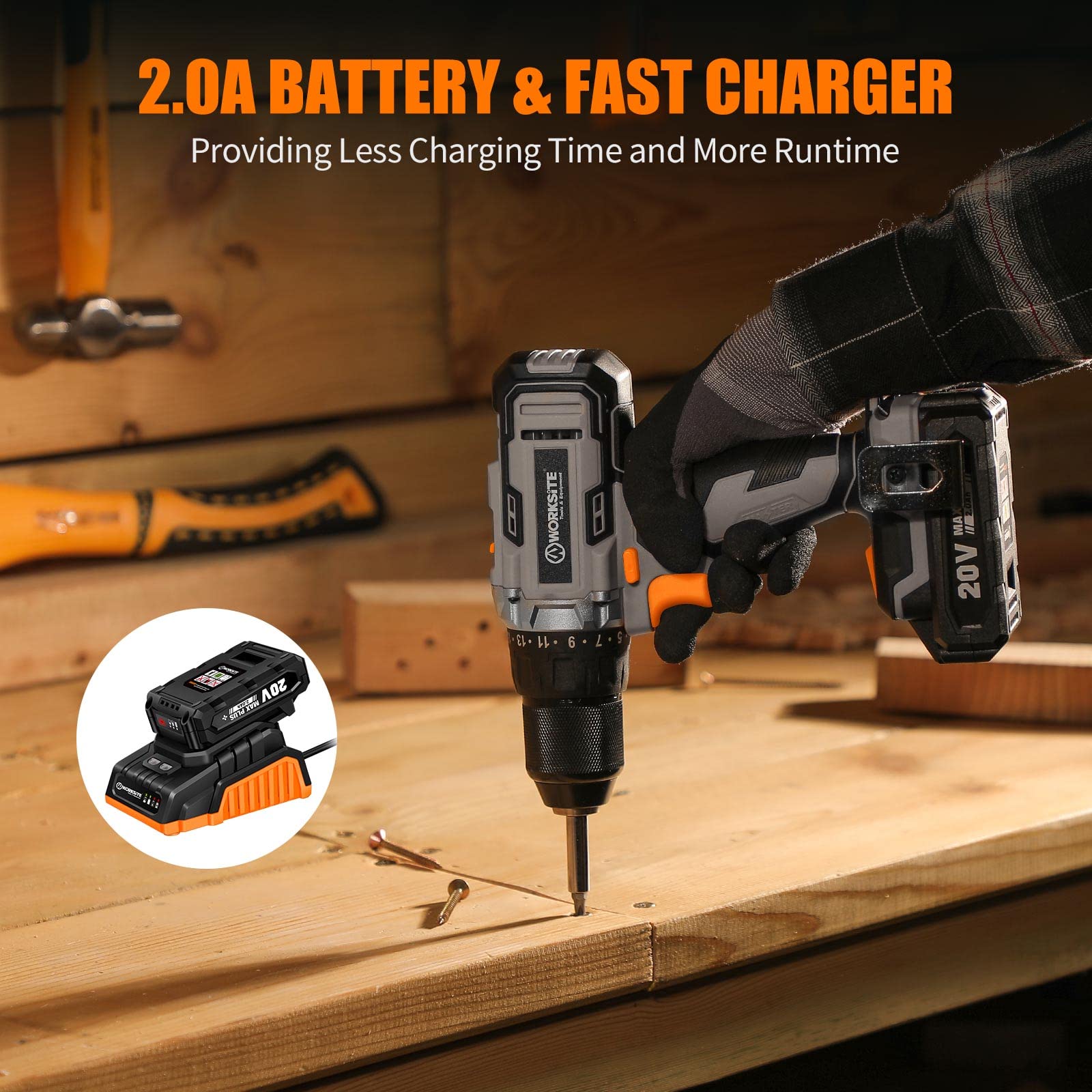 Mua WORKSITE Cordless Drill/Driver Set with 1/2" Metal Chuck, Power ...