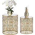 Amazon.com: Homebeez End Tables Set of 2 Gold Nesting Side Coffee Table ...