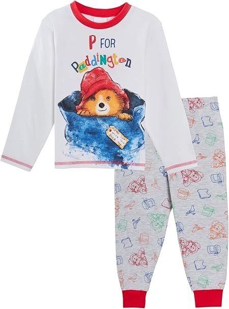 Paddington Bear Pyjamas Kids Full Length Bottoms with Long Sleeve T ...