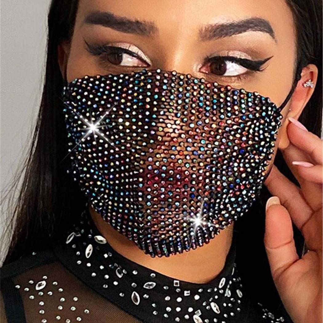 Sethexy Funkelnd Netzmaske Strass Maskerade Bunte schwarze ...