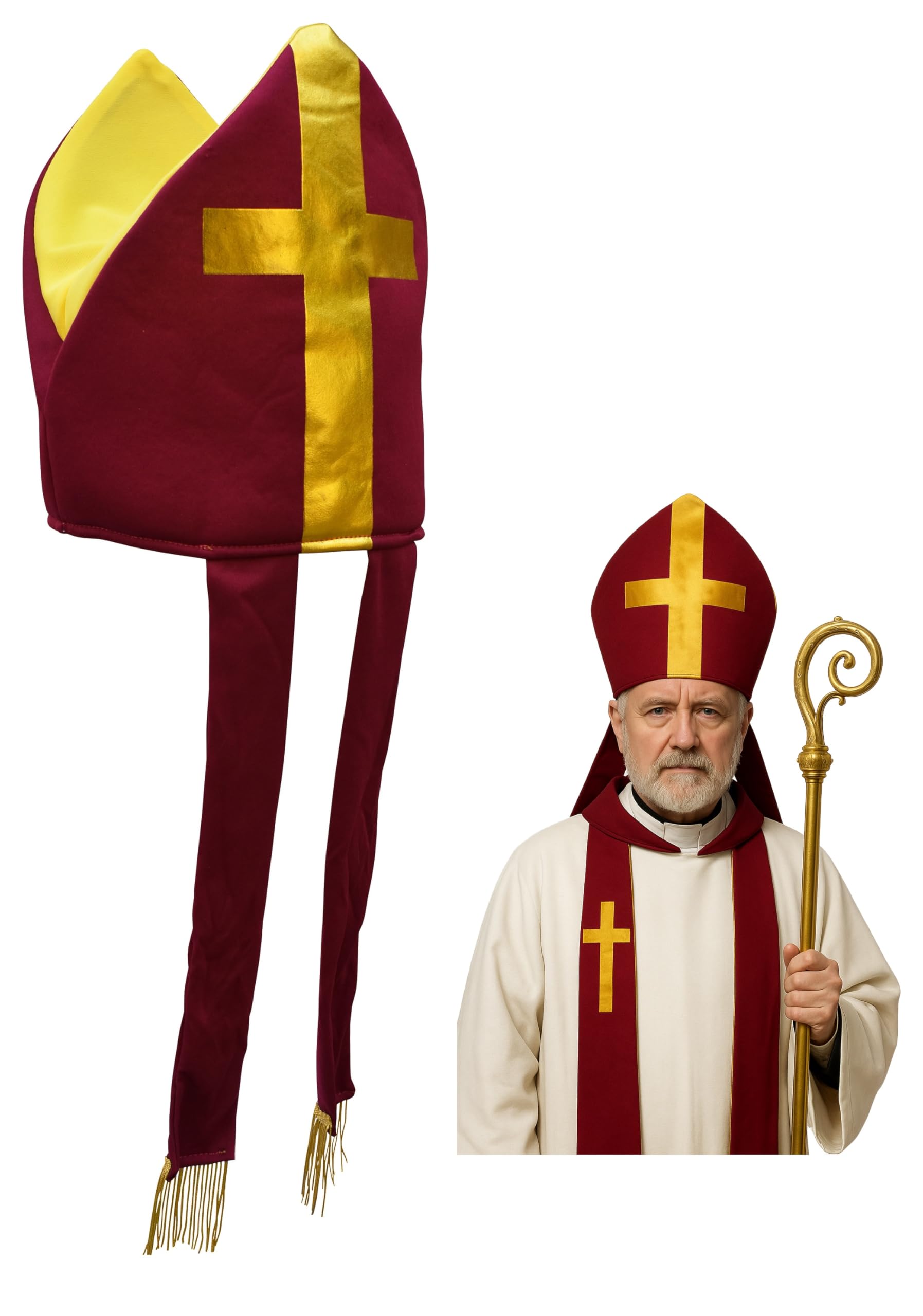 Nicky Bigs Novelties Adult Bishop Hat Catholic Cardinal Priest Pope ...