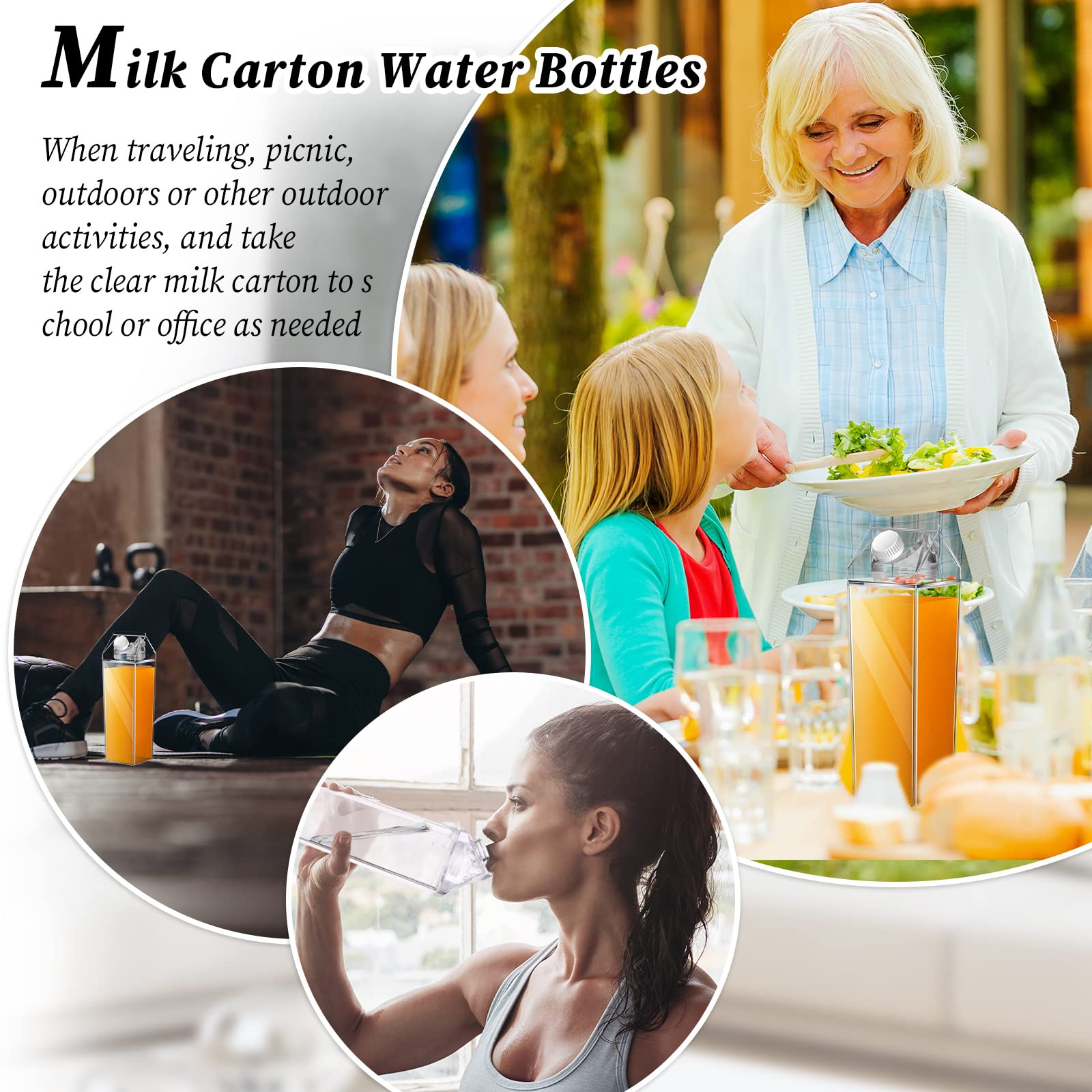 Mua Remerry 3 Pcs 34oz Milk Carton Water Bottle Square Milk Bottle ...
