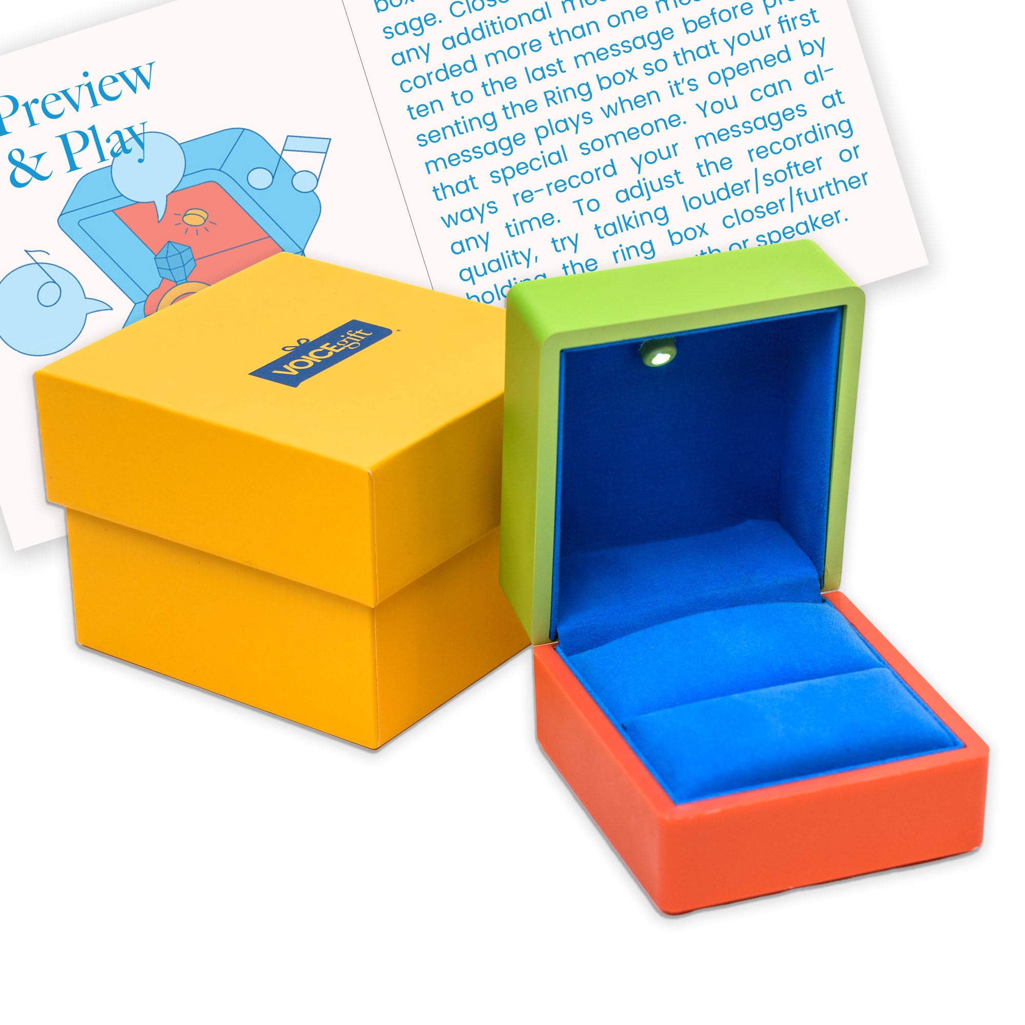 VOICEGIFT Ring Box Recordable Ring Box with LED Light, 60-Second Voice ...