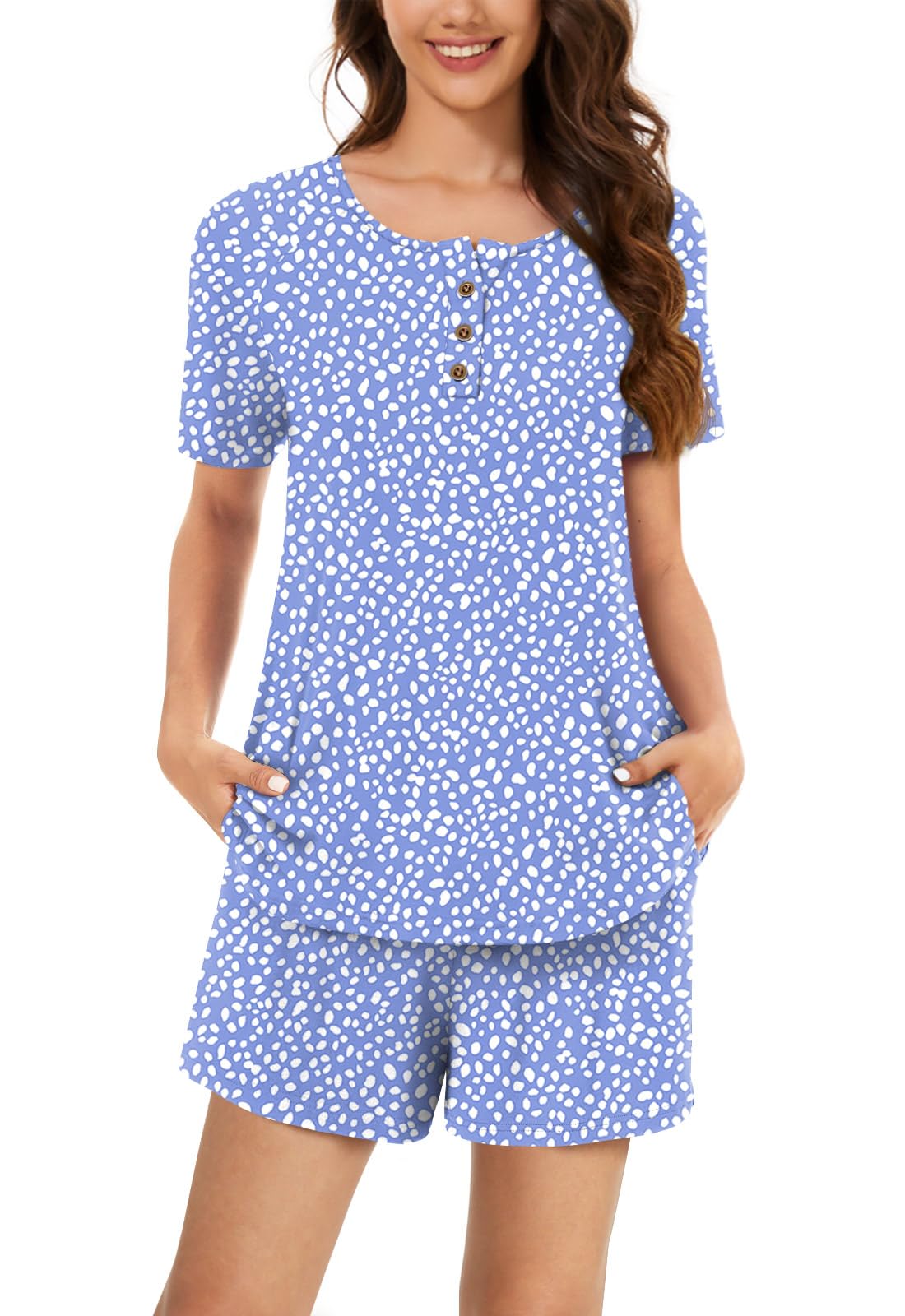 Netsmile Plus Size Pajamas 2024 Women's Summer Short Sleeve Button Down ...