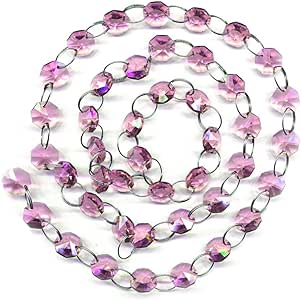 Amazon.com : 6ft Pink Crystal Chandelier Glass Bead Lamp Chain ...