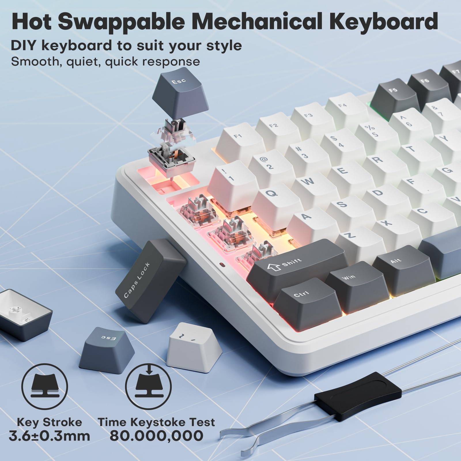 Mua AULA Wireless Keyboard, F87 Mechanical Keyboard Hot Swappable ...